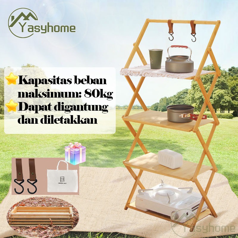 Jual Rak lipat luar penyimpanan Camping Picnic 4 susun ruangan Rak ...