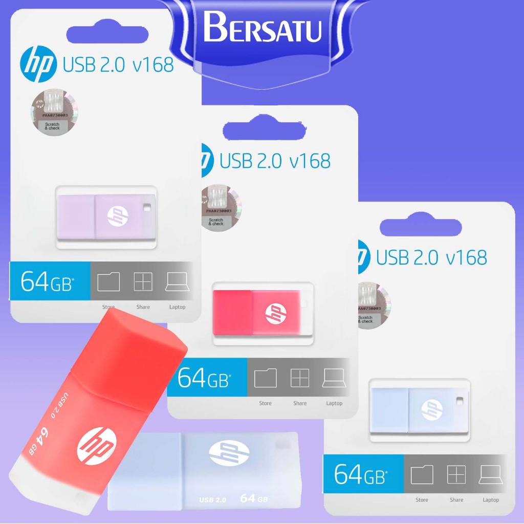 Jual Flashdisk HP v168 64gb 32gb Original flash disk Rubber Blue ...