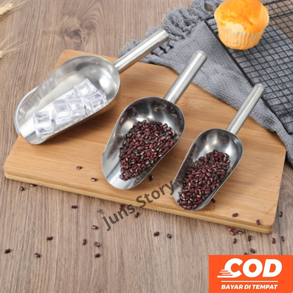 Jual Sendok Sekop Es Batu Stainless Skop Serokan Beras Tepung Jagung ...