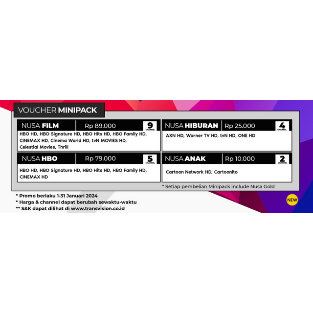 Jual Paket Transvision Nusantara NUSA HIBURAN | Shopee Indonesia