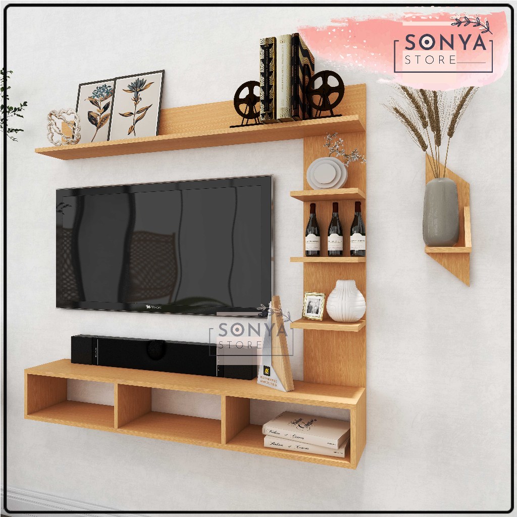 Jual Rak tv Tempel Dinding Minimalis 32-55 inch | Set Furniture Rak ...