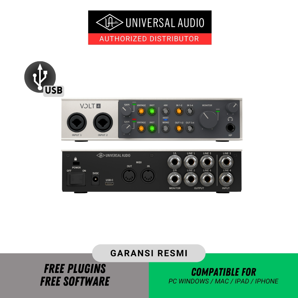 Jual Universal Audio Volt 4 USB Audio Interface Soundcard Recording Live Streaming Podcast ...