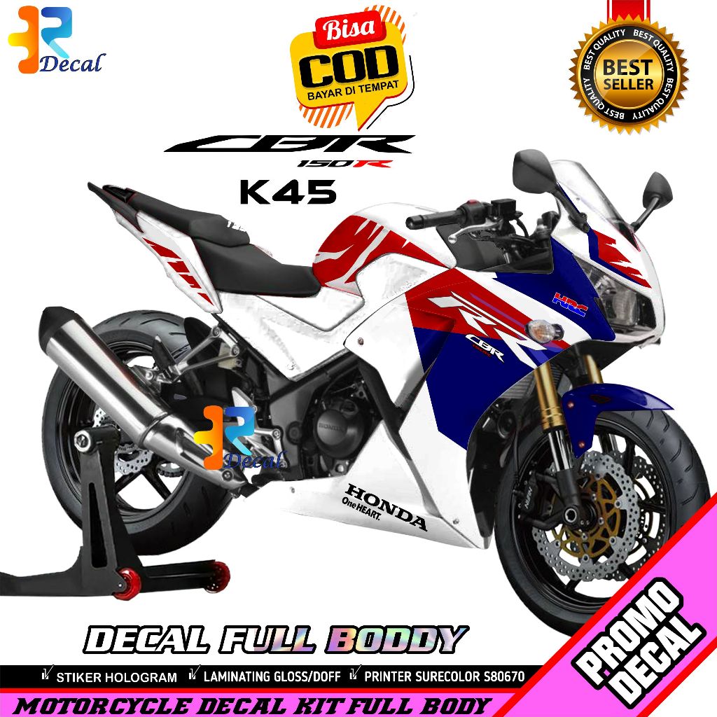 Jual Decal Motor CBR 150R K45 Desain Livery 1000 WSBK Sticker Decal ...