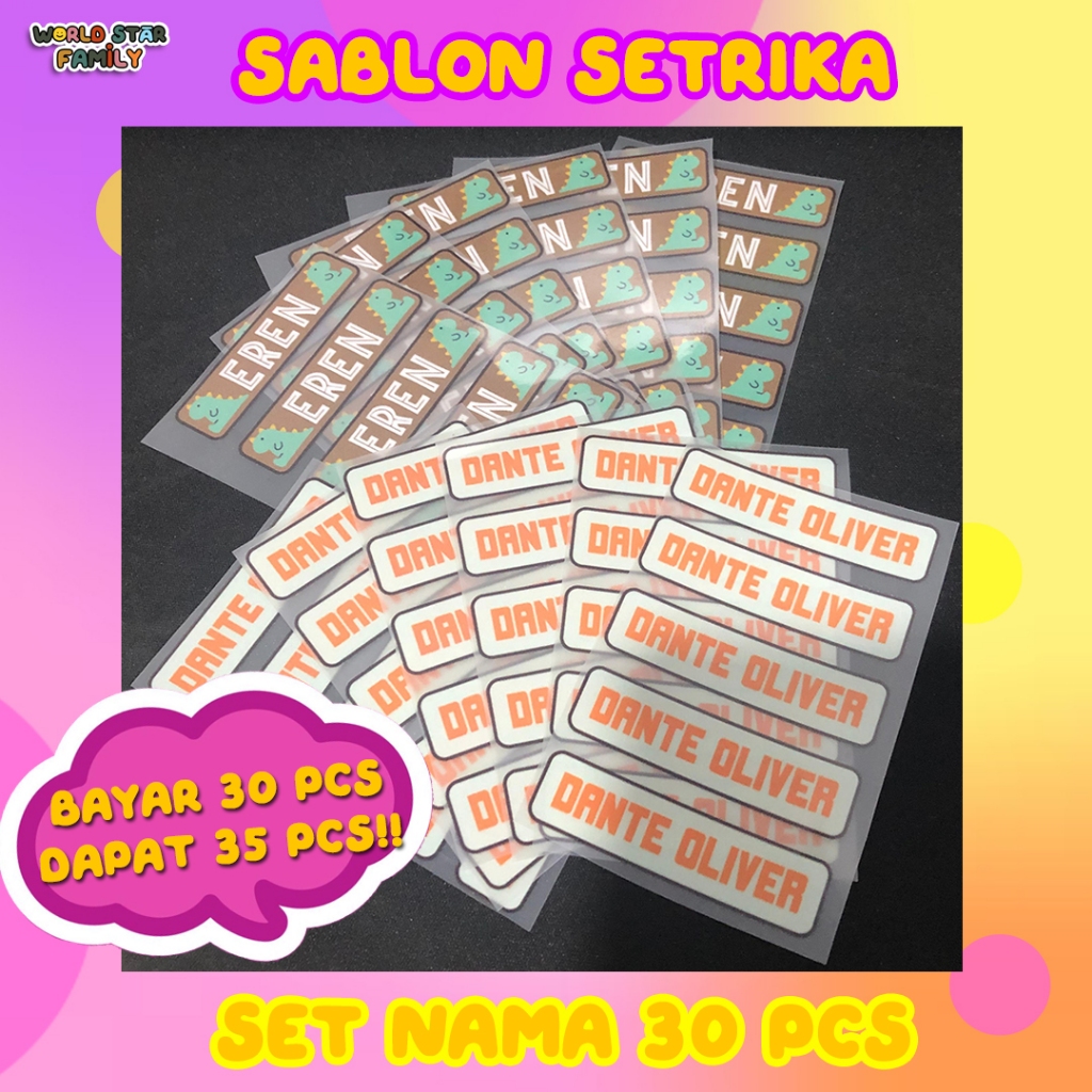 Jual WSF Sablon setrika Stiker label nama stiker label nama dtf custom ...