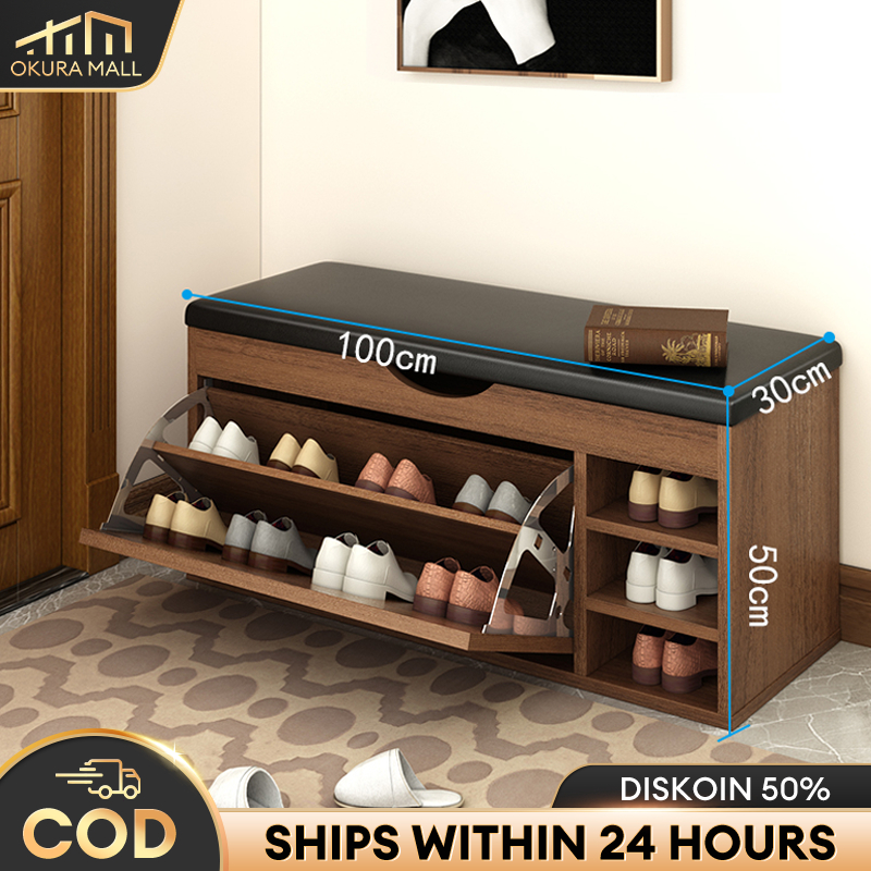 Jual Rak Sepatu Susun Puff Duduk Lemari Sepatu Kayu Minimalis Rak ...