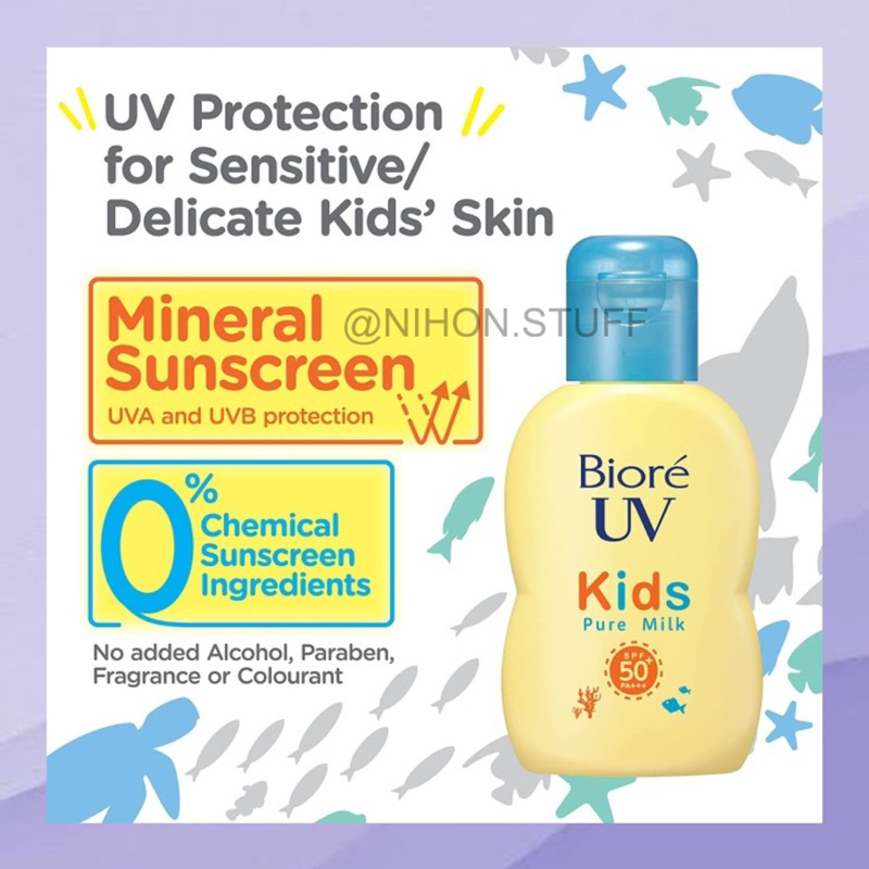 Jual Biore UV Kids Pure Milk Sunscreen Face+Body SPF50 Original Japan ...