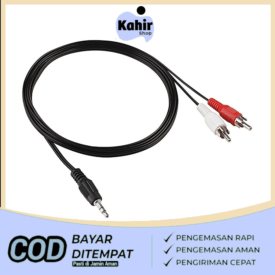 Jual Kabel Audio HiFI Stereo RCA to Jack AUX 3.5mm Male Cable Splitter 2-1 1Meter | Shopee Indonesia