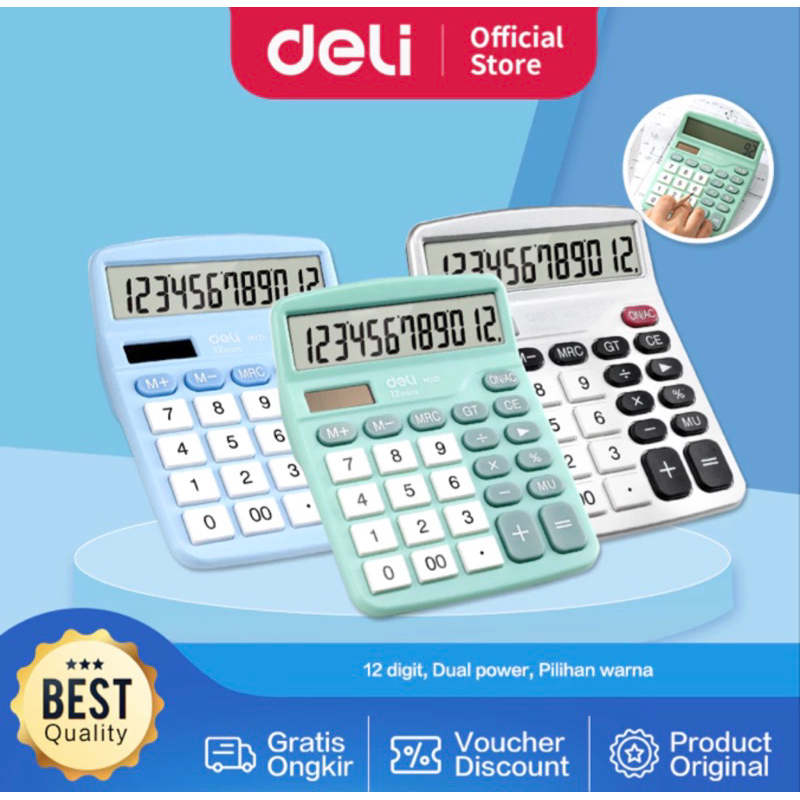Jual Kalkulator Deli / Kalkulator Dagang Meja Layar Lebar 12 Digit ...