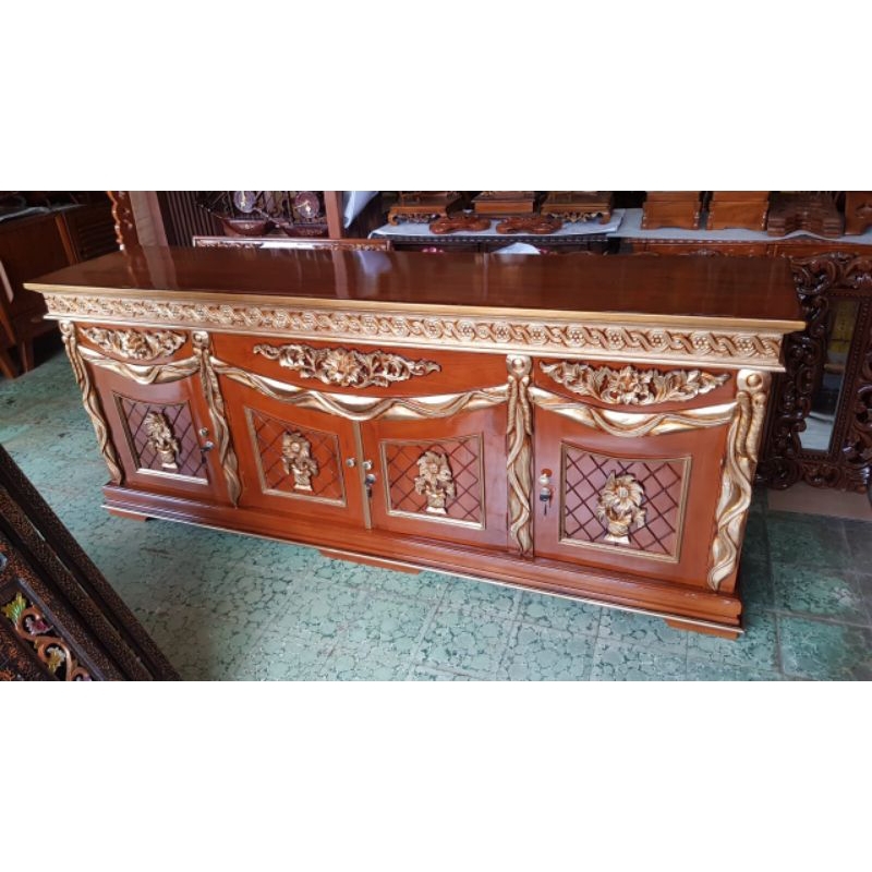 Jual Bufet meja ukir kayu jati jepara perhutani solid ukiran pahat asli ...