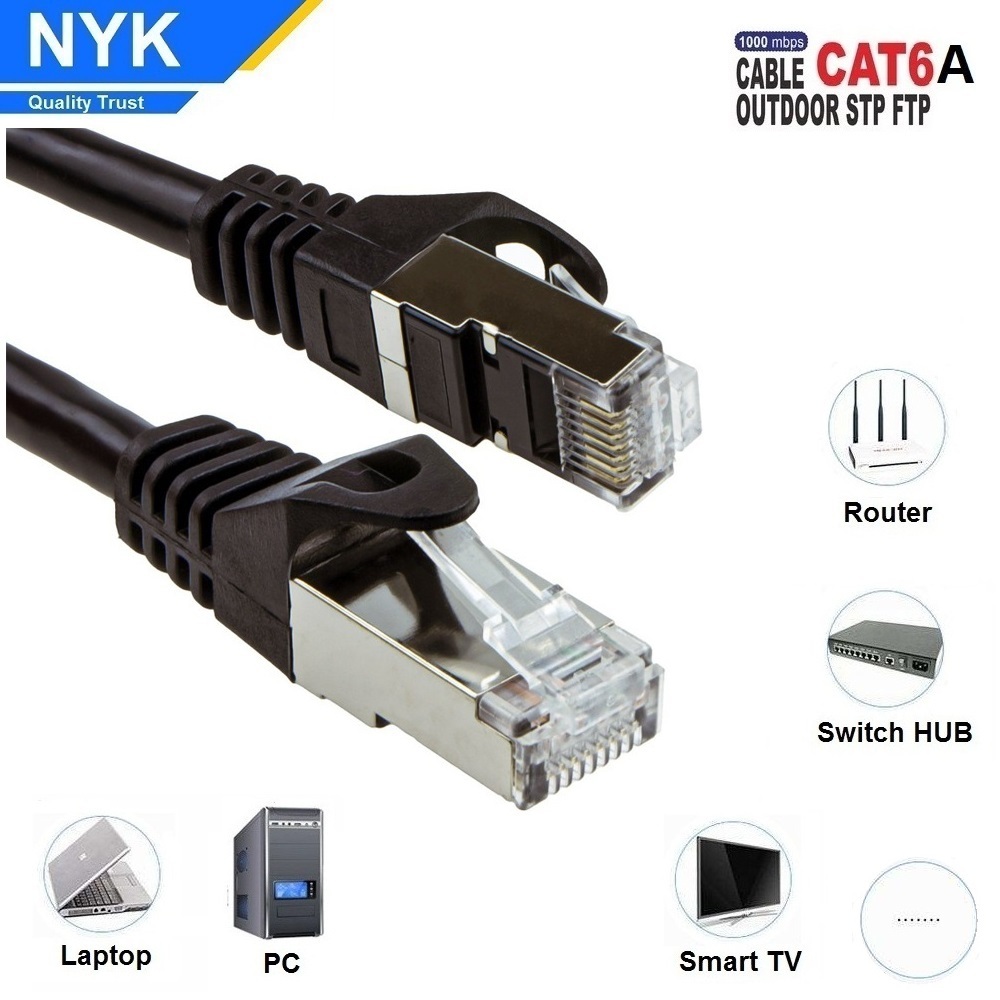 Jual Kabel Lan 1.5M - 30M Cat6A FTP Outdoor RJ45 Internet Ethernet Cable NYK | Shopee Indonesia