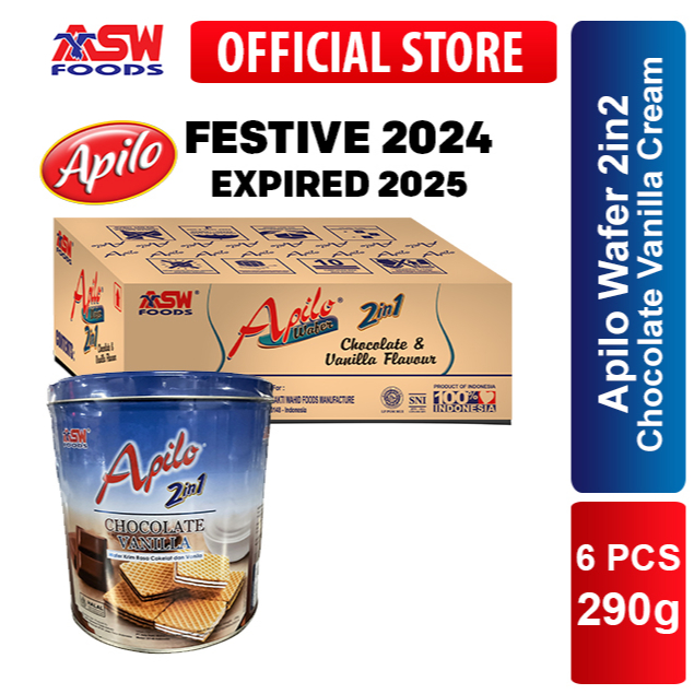 Jual Apilo Wafer 2 in 1 Chocolate & Vanilla 290 gr ( 6 Pcs ) - Karton ...