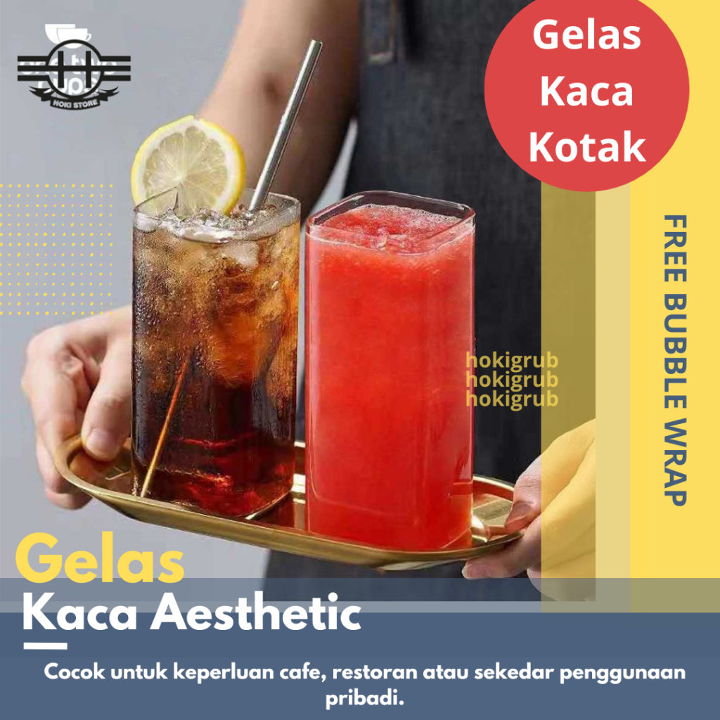 Jual Gelas Kaca Kotak Kopi Teh Juice Aesthetic Square Glass 470ml | Shopee Indonesia