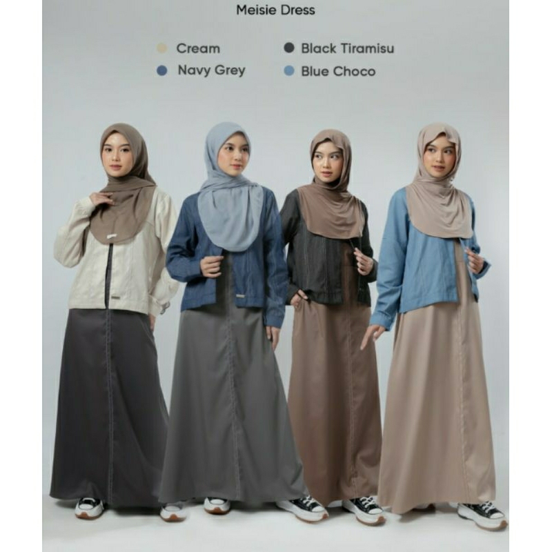 Jual MEISIE DRESS JILBRAVE | 2 IN 1 Gamis Katun dengan Outer Jeans menyatu | Boyish Style ...
