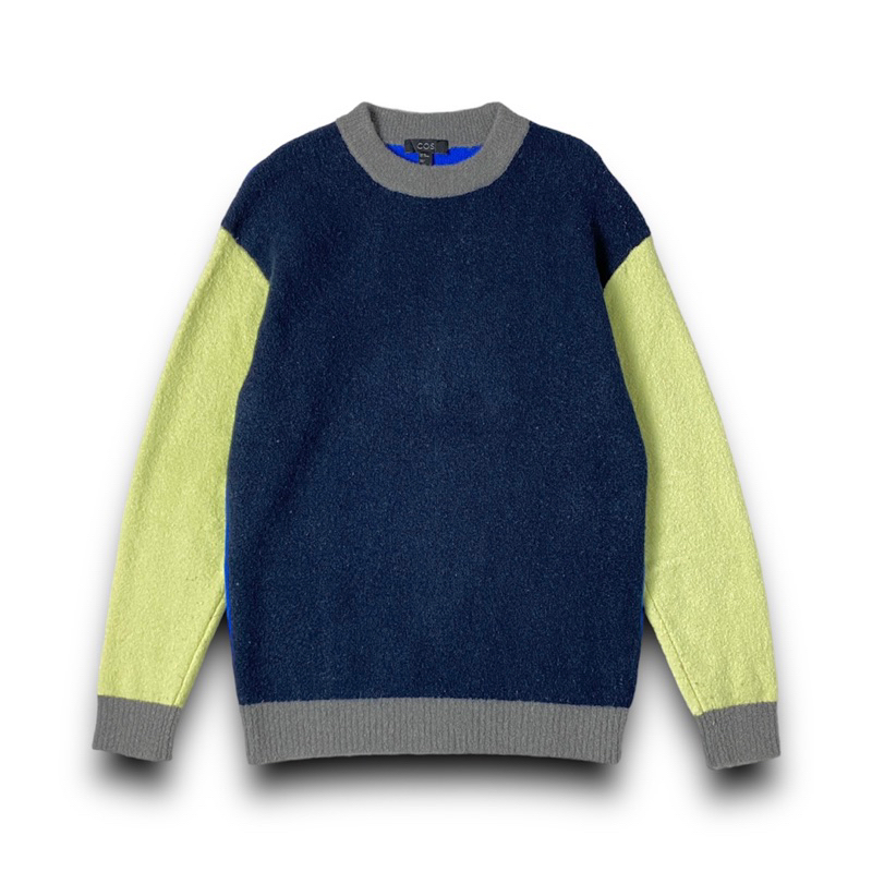 Jual COS Colour Block Knit Sweater ( Navy/Blue/Lemon Yellow ) | Shopee ...