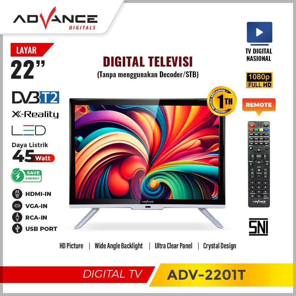 Jual Advance Tv Digital LED 22" Inch ADV 2201T LCD Televsi Digital HD ...