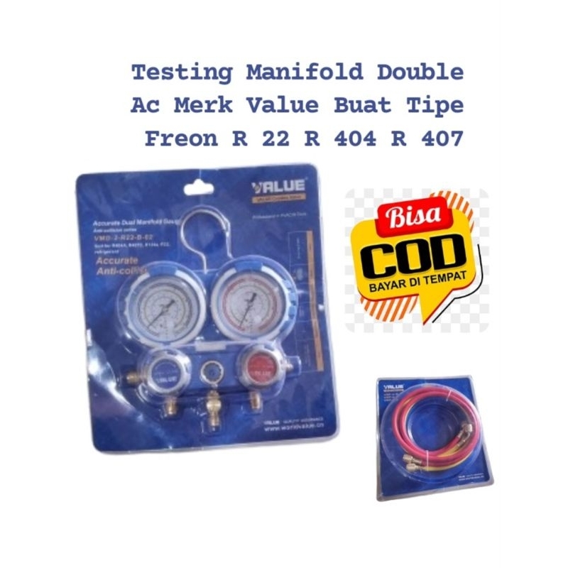 Jual Testing Manifold Double Ac Value Freon R 22 R 404 R 407 Manifold ...