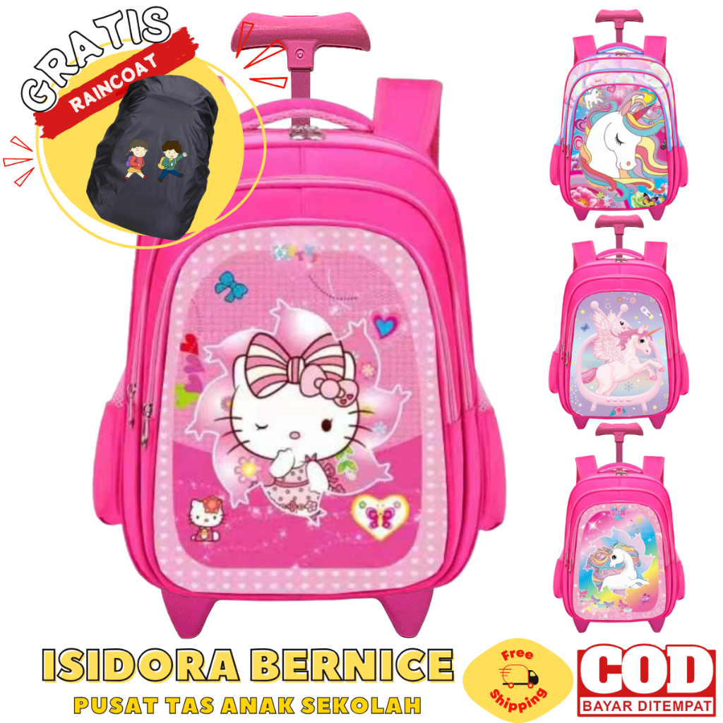 Jual Trolley Tas Anak Tas Koper Anak Perempuan Sekolah SD Hologram | Shopee Indonesia