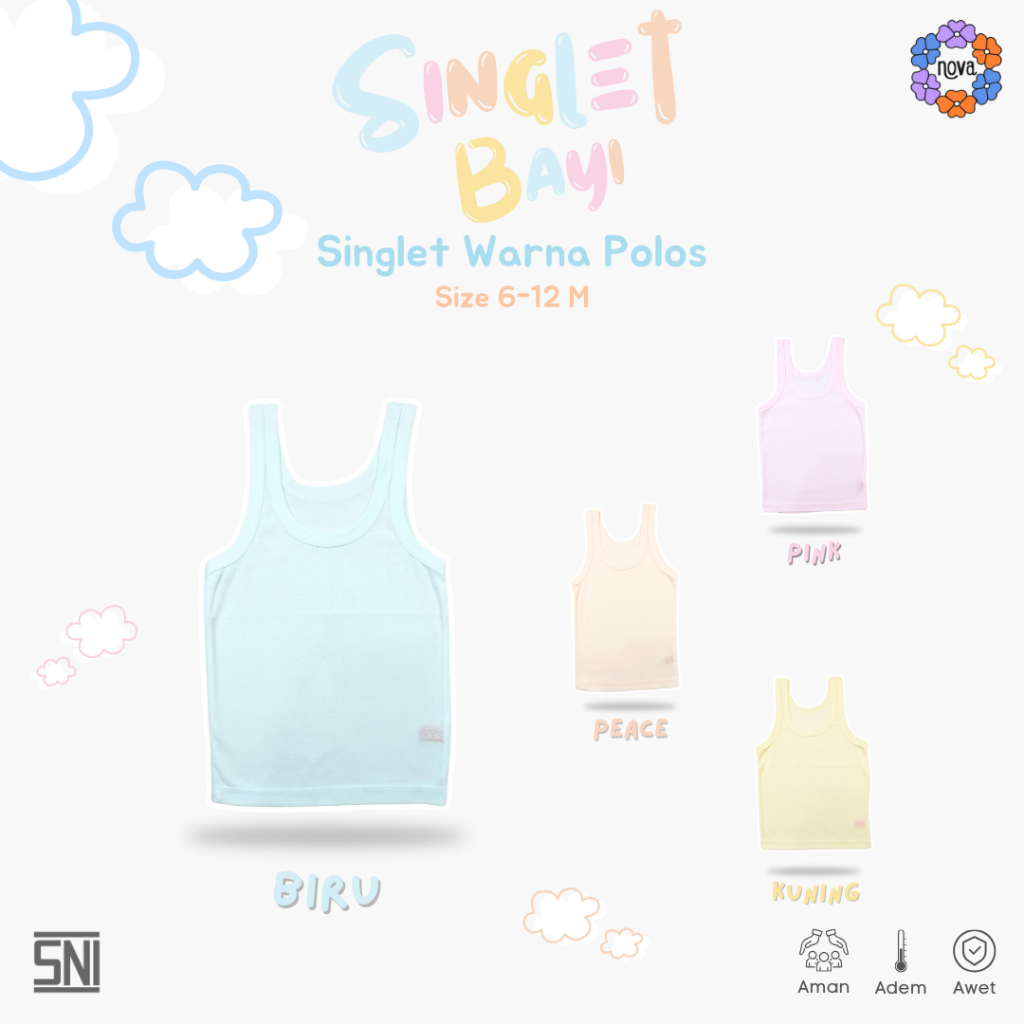 Jual NOVA Singlet Bayi - Singlet Polos Warna 6-12 Bulan (1 Pcs ... Jual NOVA Singlet Bayi - Singlet Polos Warna 6-12 Bulan (1 Pcs ...