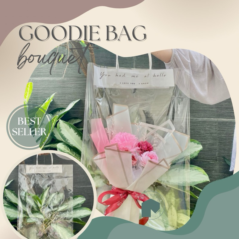 Jual Tas mika transparan tote bag flower bunga plastik buket bening ...