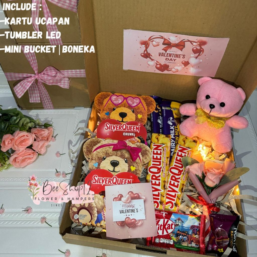 Jual VALENTINE HAMPERS BONEKA BUNGA COKELAT/ SILVERQUEN / GIFT BOX ...