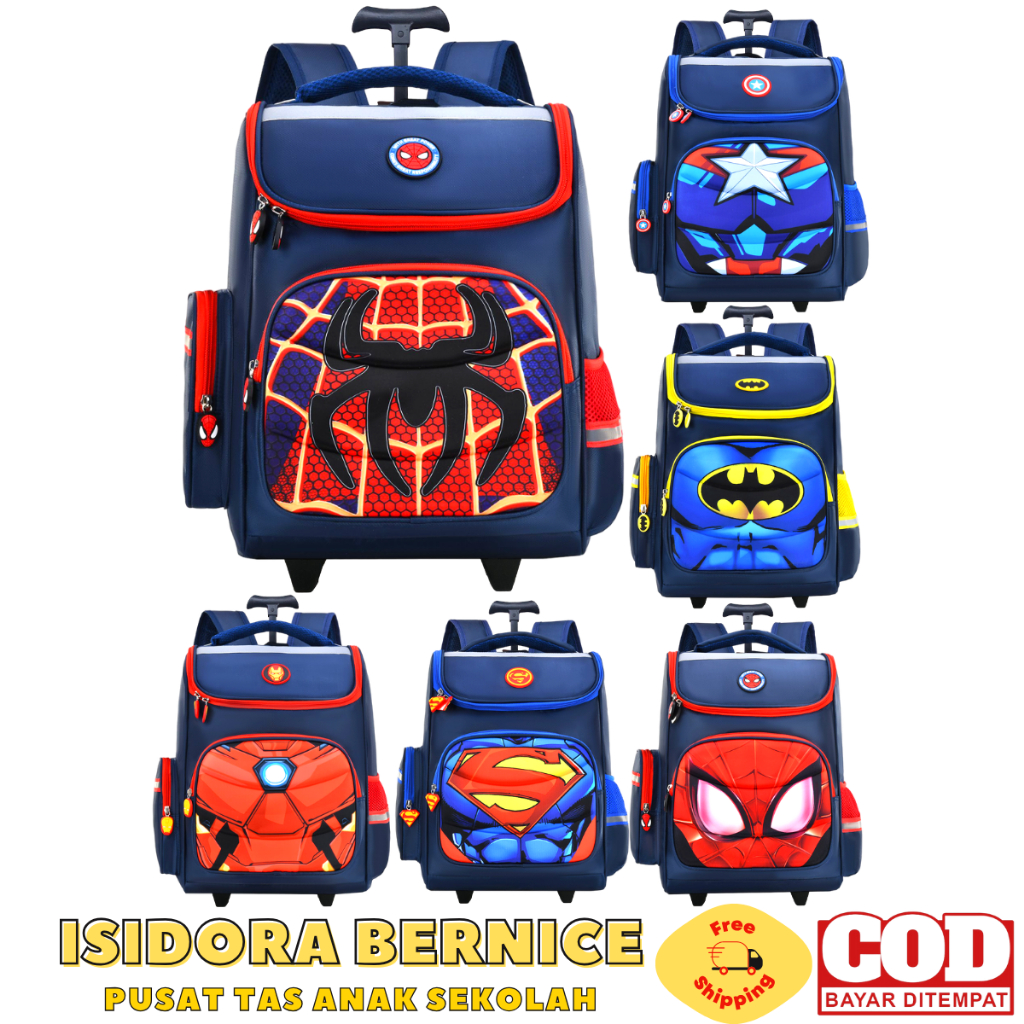 Jual Tas Koper Anak TK Laki Laki Gambar Superhero Model Tabung Nyala ...