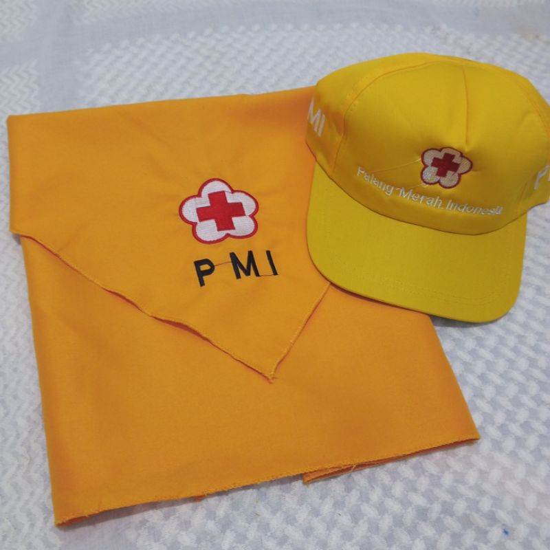Jual Topi PMI + slayer PMI Bordir halus (KUNING) | Shopee Indonesia