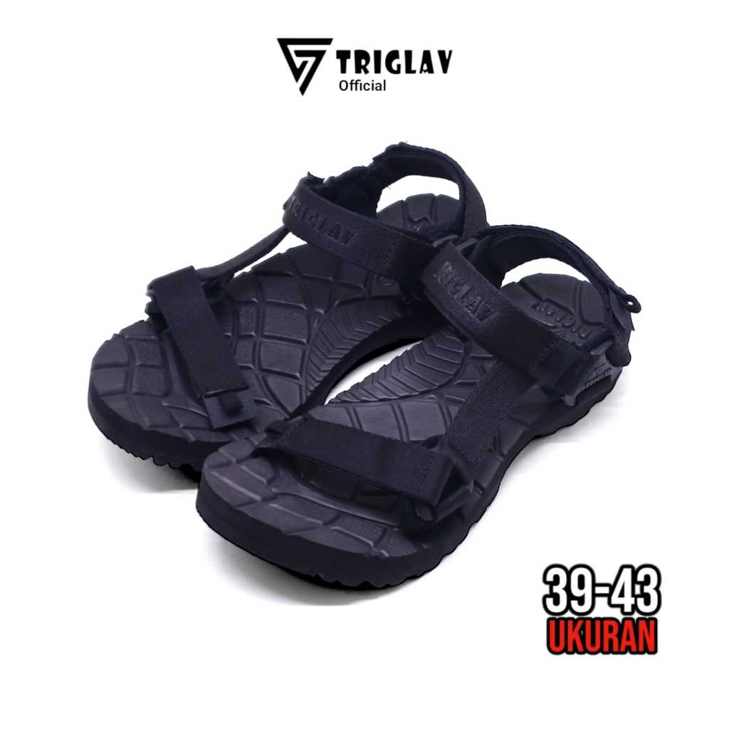 Jual TRIGLAV - Sandal Gunung Pria Fullblack Casual Pro premium | Shopee Indonesia
