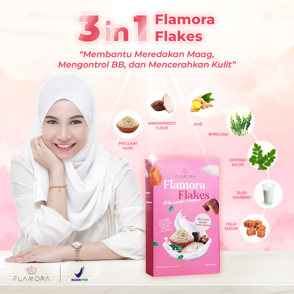 Jual Flamora Flakes Sereal Umbi garut BPOM Meredakan Magh Gerd Asam ...