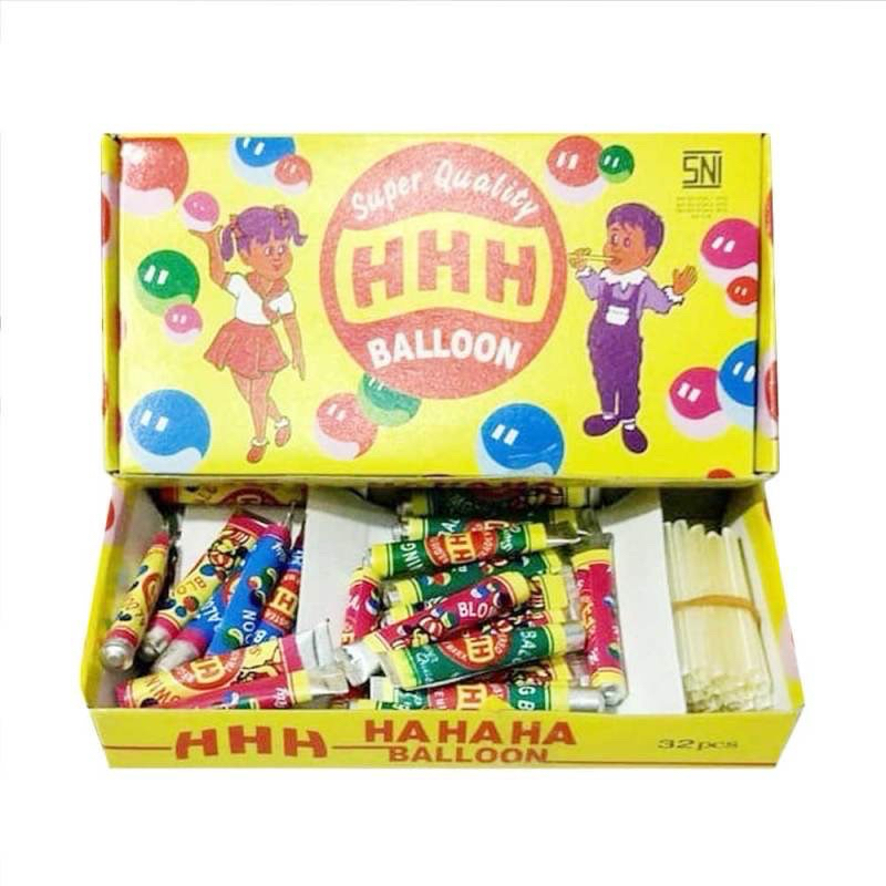 Jual Balon Tiup Jadul Balon HHH isi 32pcs box Mainan Anak Tradisional ...