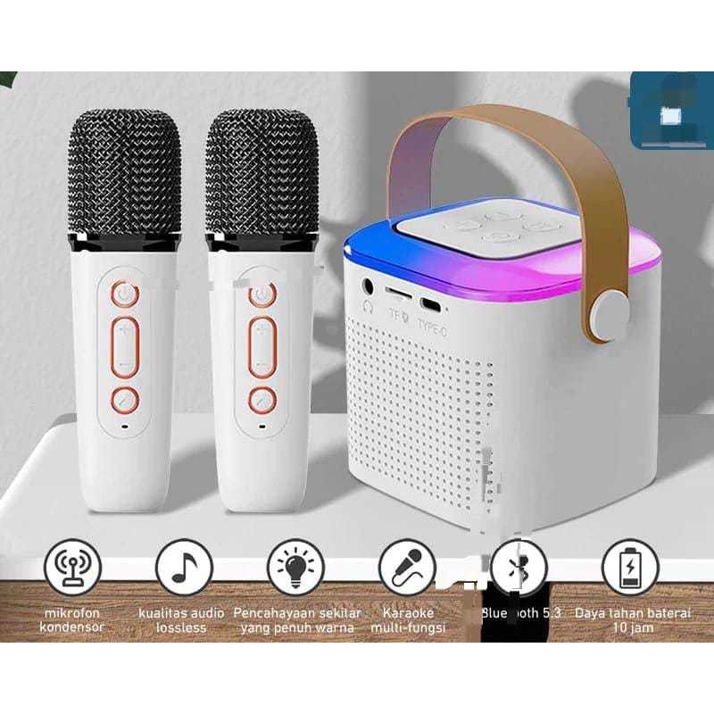 Jual SPEAKER BLUETOOTH Y1 KARAOKE MINI BASS PORTABLE KARAOKE 2MIC ...
