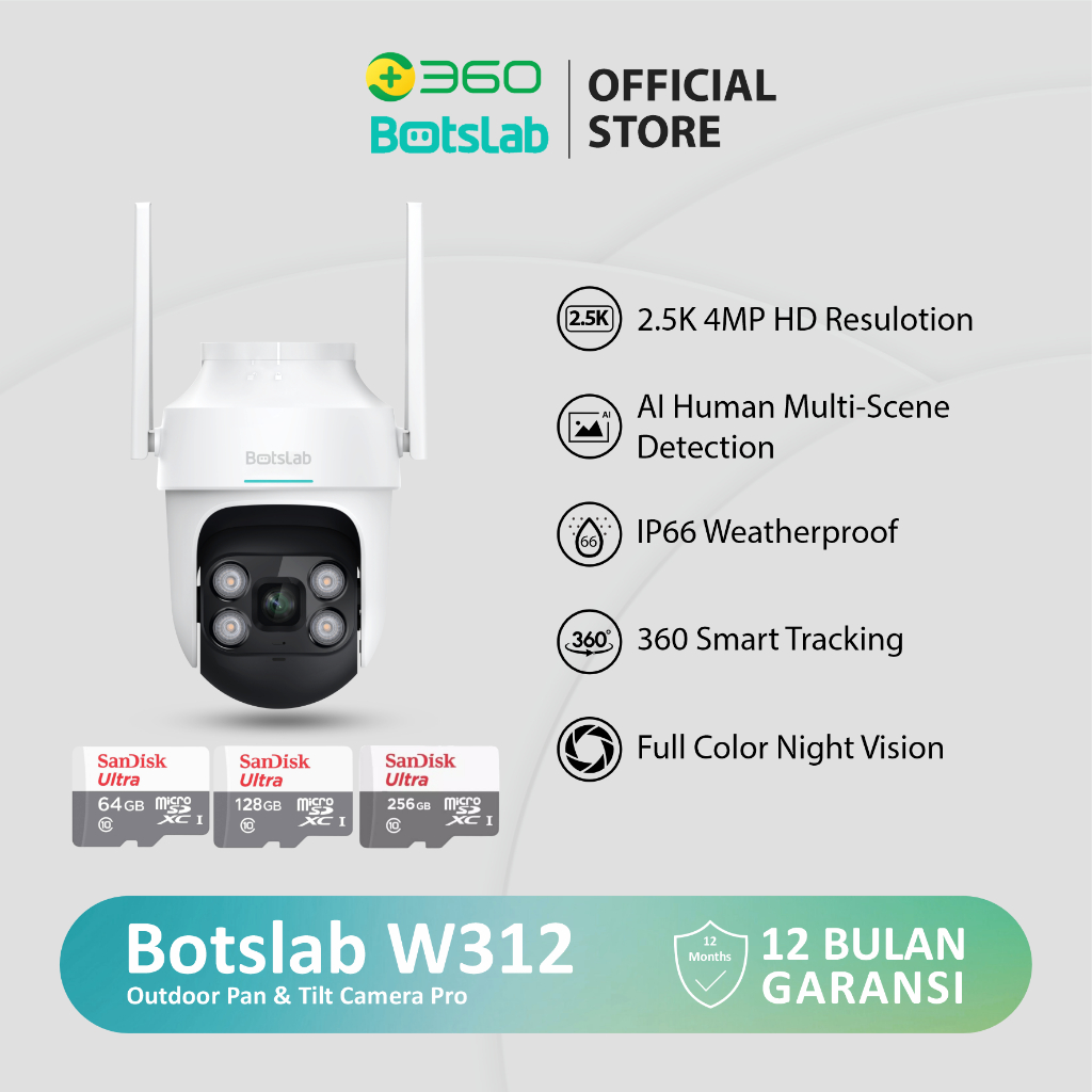 Jual BotsLab W312 4MP CCTV Outdoor Smart IP Camera w/Sandisk Ultra SD ...