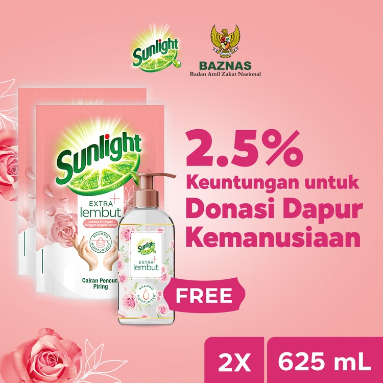Jual Buy 2 Sunlight Extra Lembut 625ML FREE Premium Dishwashing Bottle | Shopee Indonesia