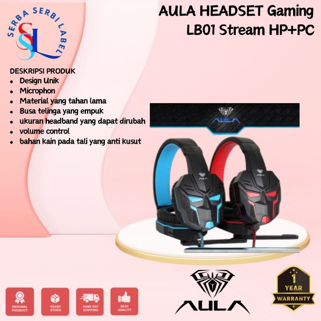 Jual Hendset Gaming AULA LB01 PRIME Original Headset Geming Untuk HP Dan PC | Shopee Indonesia