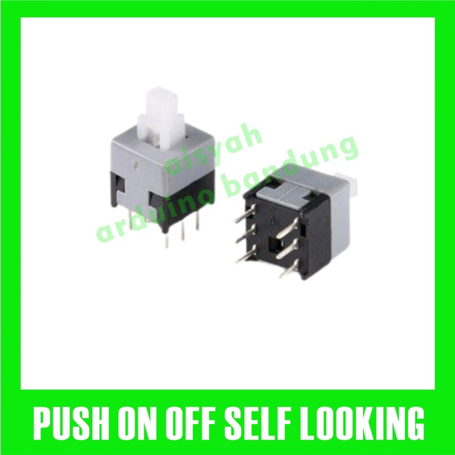 Jual 8.5mm self-locking latching Push button switch kotak 6 pin DPDT | Shopee Indonesia