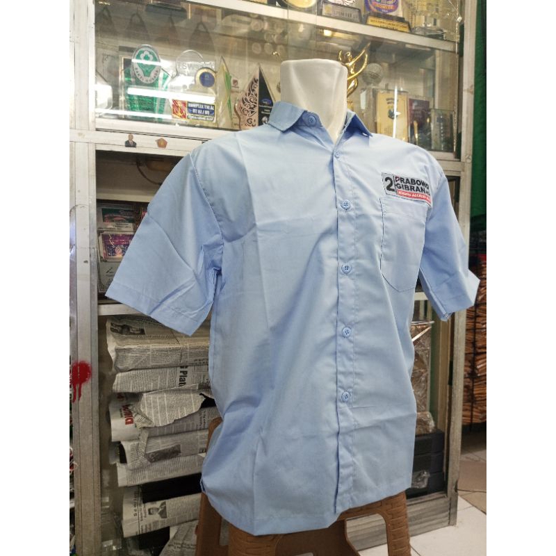Jual Kemeja Biru Langit Tim Pendukung Prabowo-Gibran Pendek | Shopee ...