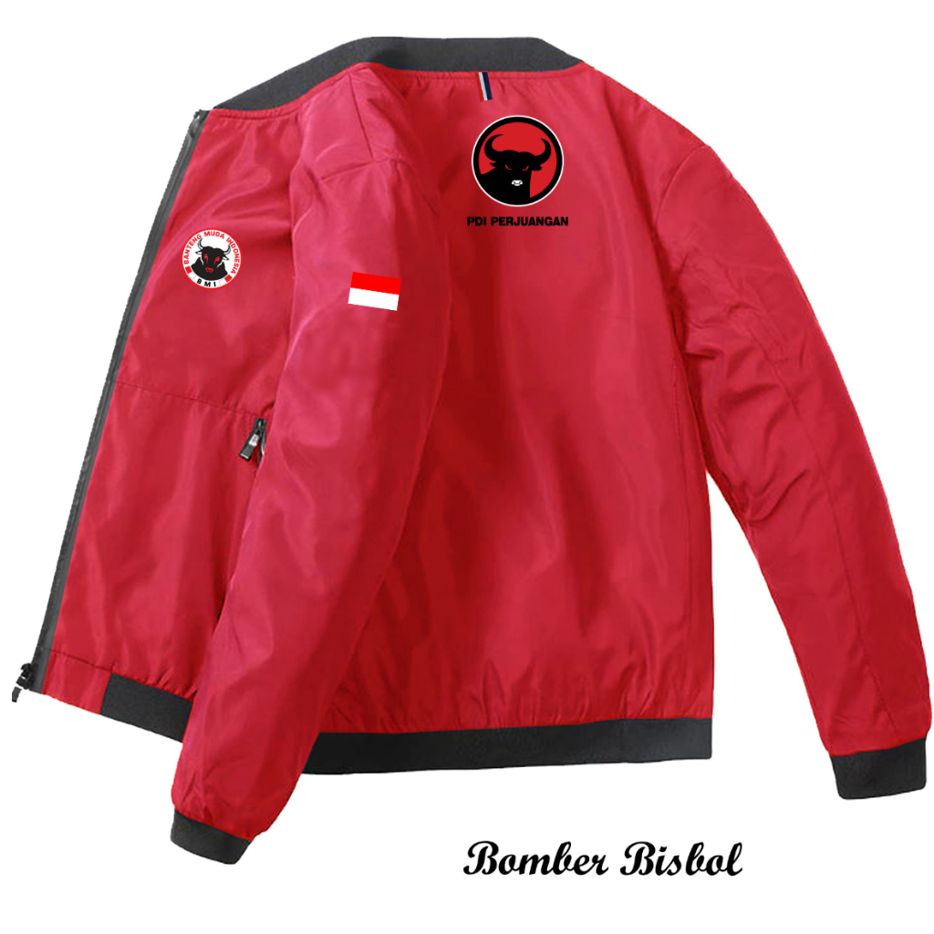 Jual [COD] Jaket baseball partai PDIP - jaket bisbol PDI perjuangan ...