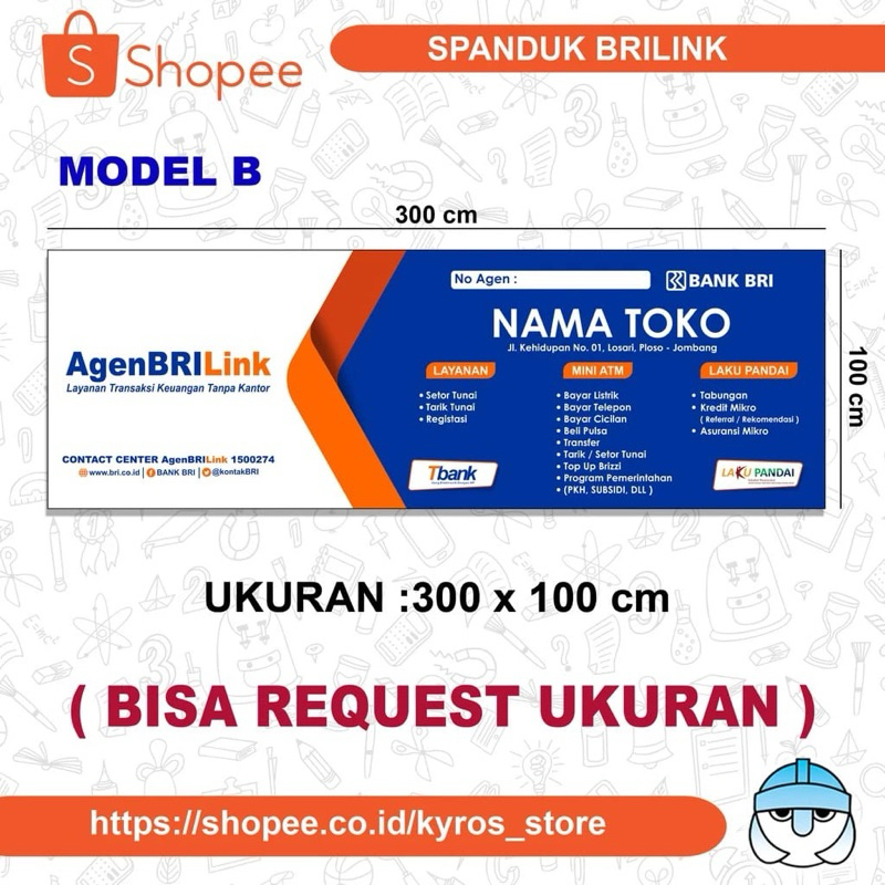Jual SPANDUK BANNER AGEN BRI LINK MURAH NOMOR 1 | Shopee Indonesia