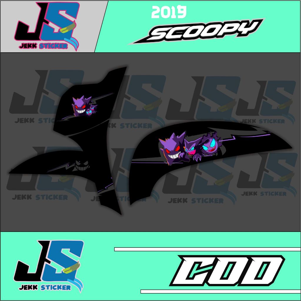 Jual STRIPPING SIMPEL HONDA SCOPY 2019 GENGAR POKEMON SUDAH DI CUTTING ...