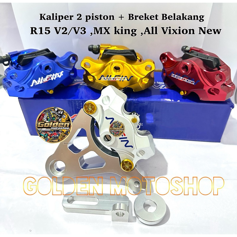 Jual Paket Kaliper 2 piston + Breket Belakang R15 V2 / MX king/Vixion uk STANDAR + Baut | Shopee ...