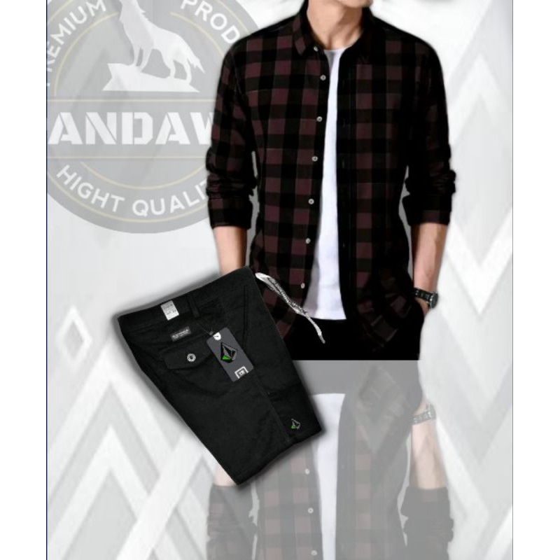 Jual ONE SET Stelan Pria Terbaru Kemeja Pria Lengan Panjang Celana ...