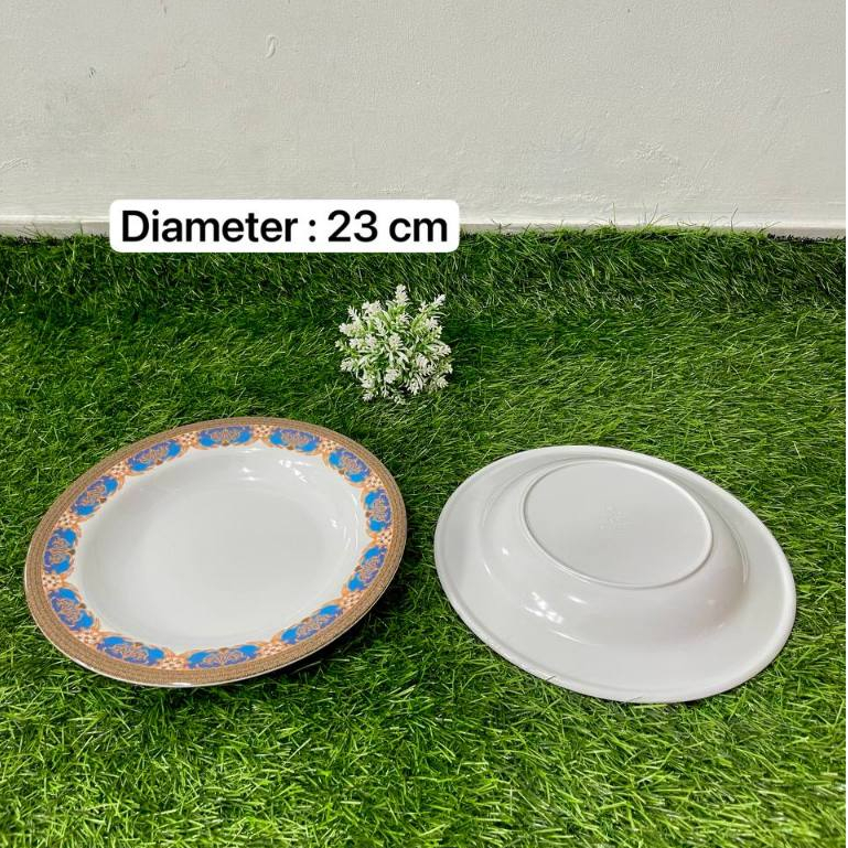 Jual 12 pcs Piring Makan Bulat Putih Corak Melamin 9 Inch BPA FREE ...