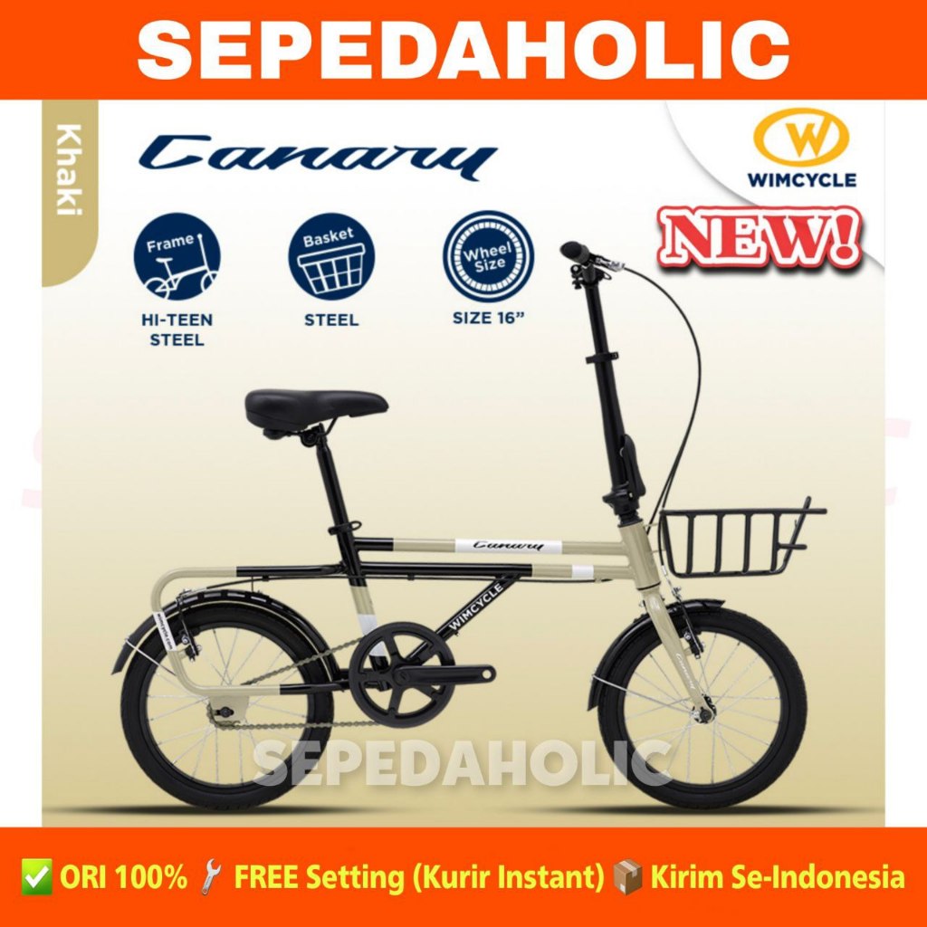 Jual Sepeda Lipat WIMCYCLE CANARY Ukuran 16 Inch Keranjang Boncengan ...
