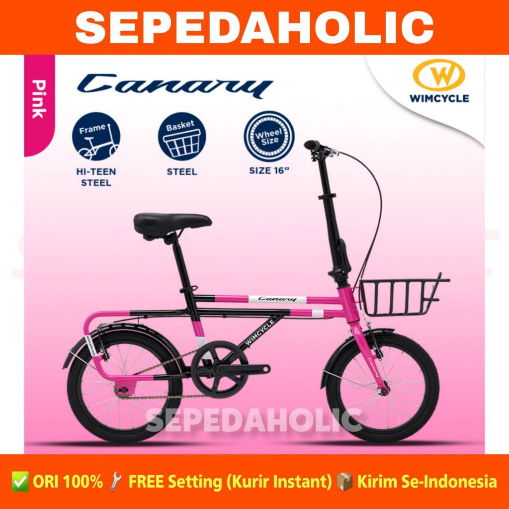 Jual Sepeda Lipat WIMCYCLE CANARY Ukuran 16 Inch Keranjang Boncengan 1 ...