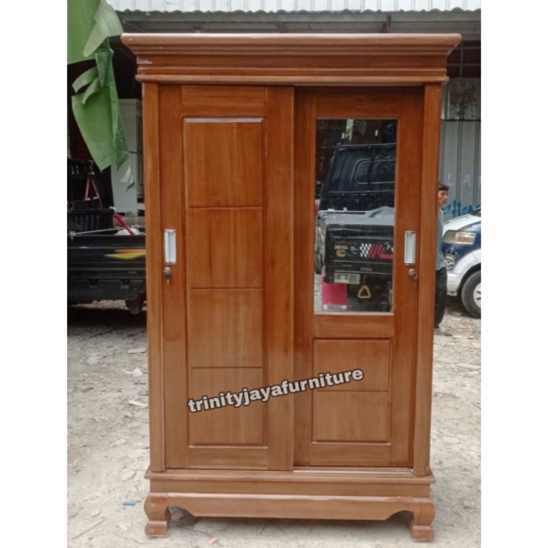 Jual Lemari Pakaian 2 Pintu Sliding Jati Muda /trinityjayafurniture ...