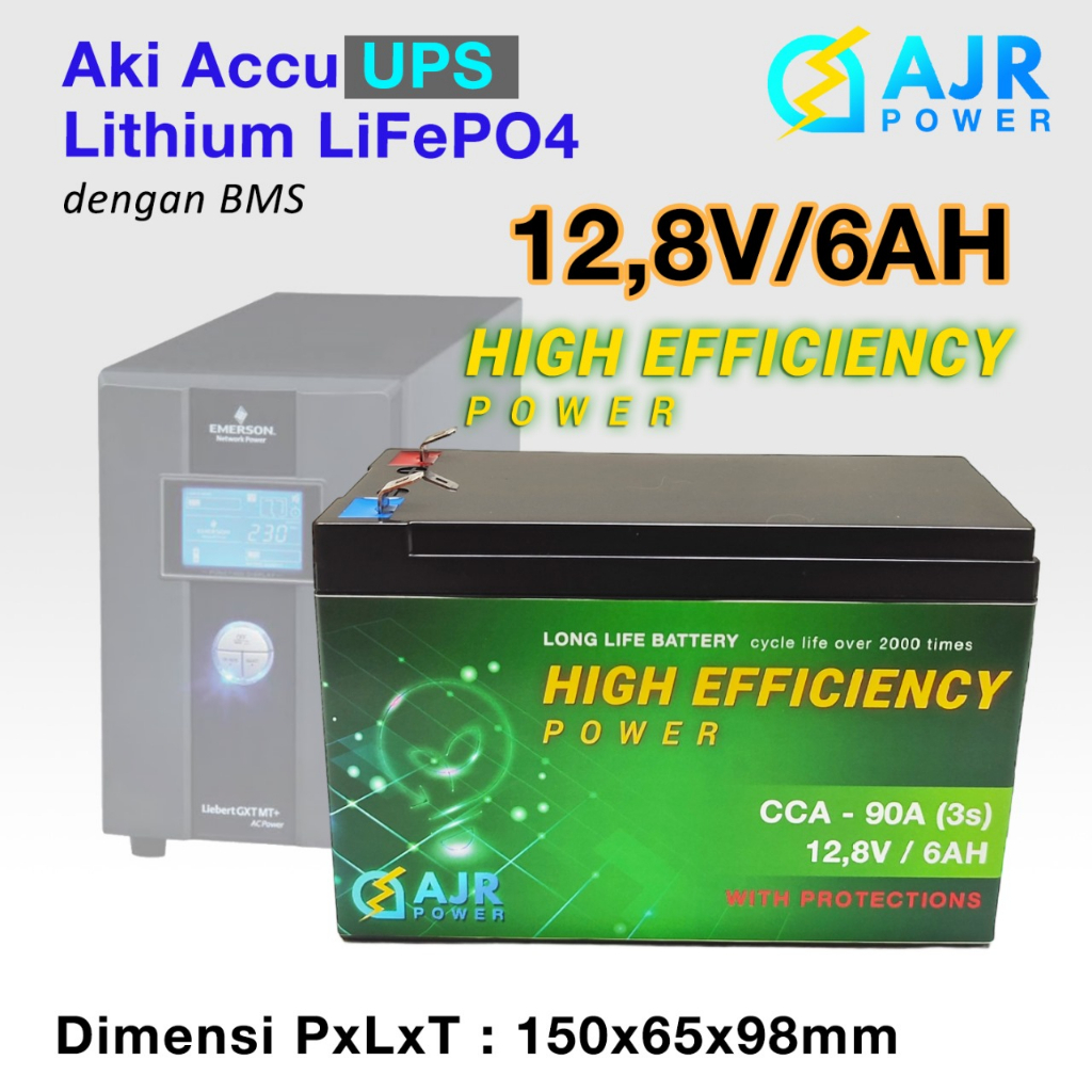 Jual Aki Accu UPS Lithium LiFePo4 12V 6AH dgn BMS 700g awet | Shopee ...