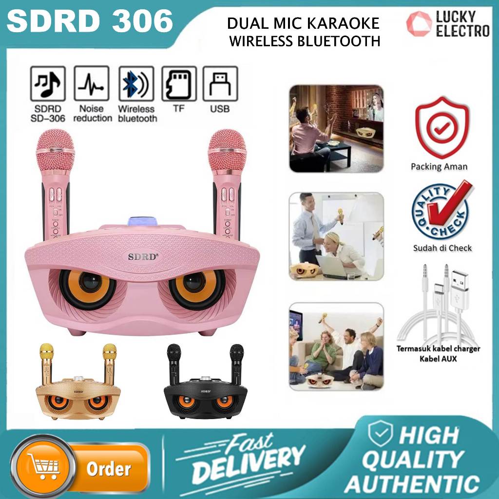 Jual SDRD SD 306 SD 309 Wireless Mic Karaoke Dual Mikrofon Nirkabel Bluetooth | Shopee Indonesia