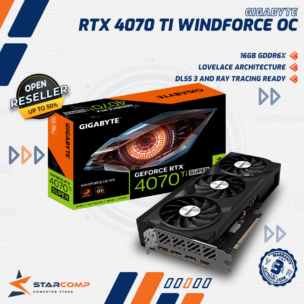 Jual Gigabyte GeForce RTX 4070 Ti SUPER WINDFORCE OC 16G GDDR6X | Shopee Indonesia