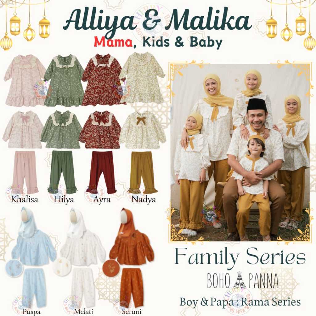 Jual Bohopanna Alliya Tunik Set 0M - 12Y Malika Mama Pola Baby Gamis + Turban / Setelan Tunik ...