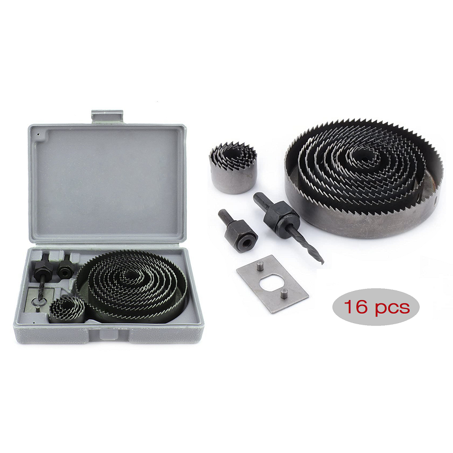 Jual Holesaw Hole Saw Kit Set 16pcs Mata Bor Kayu 19mm - 127mm - Mata ...