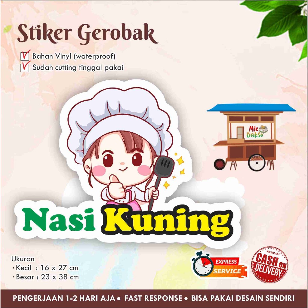 Jual STIKER KACA GEROBAK VINYL NASI KUNING / LABEL MAKANAN | Shopee ...